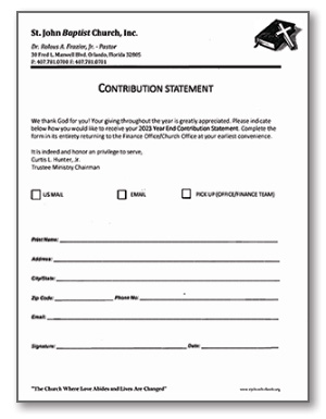 Tithes & Offerings – St. John Baptist Church – Orlando, FL